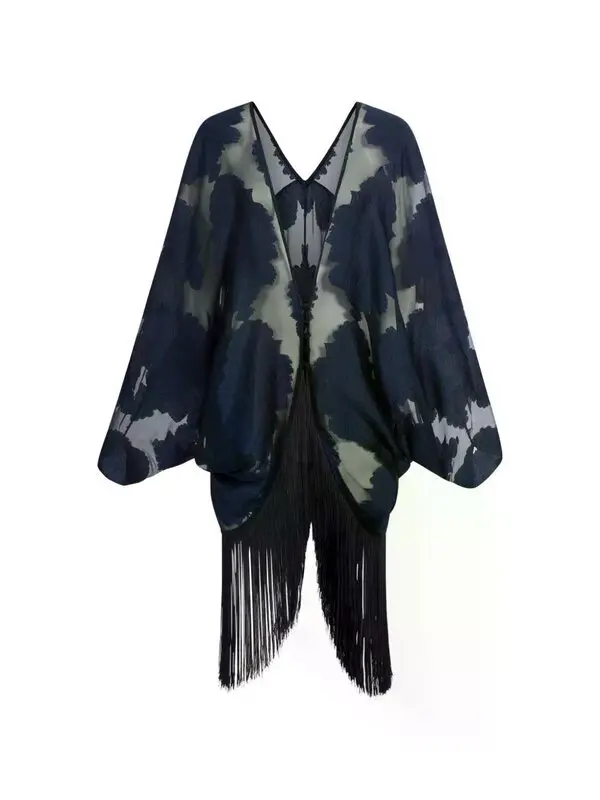 TALLER MARMO 1920 Fringed Silk Coat - Blue