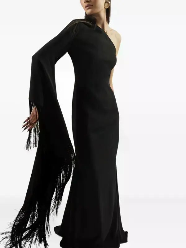 TALLER MARMO One-shoulder Fringed Maxi Gown