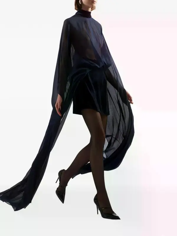 TALLER MARMO Valkyria Cape-sleeve Mini Dress - Blue