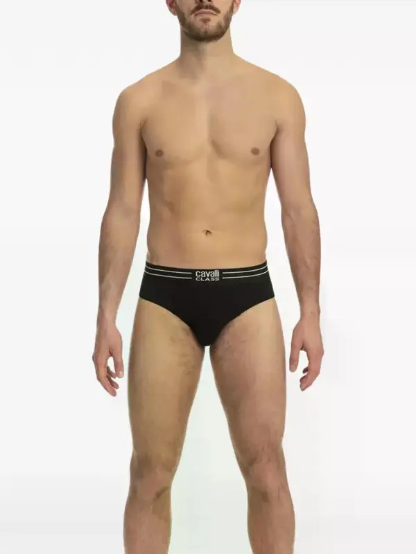 Roberto Cavalli Logo-waistband Briefs - Black