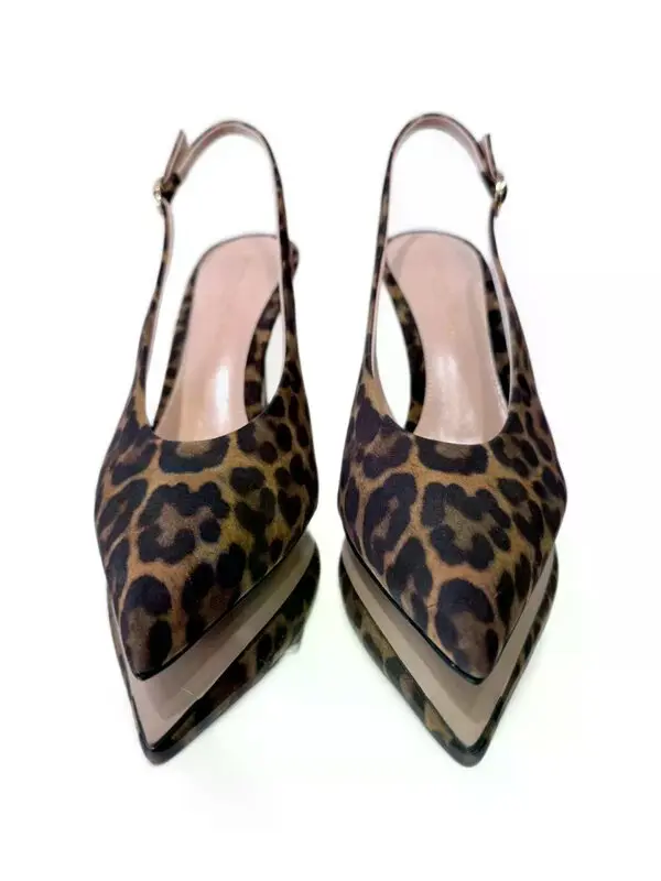 GIANVITO ROSSI Robbie Sling Leopard-print Pumps