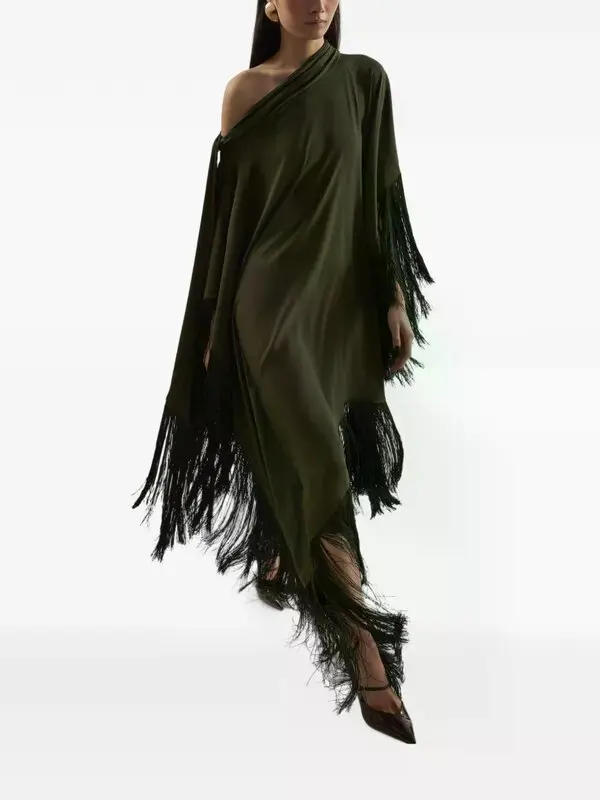 TALLER MARMO Maar Fringe-trimmed Kaftan Midi Dress