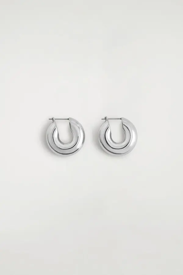 Cos Mini Chunky Hoop Earrings - Silver-colored