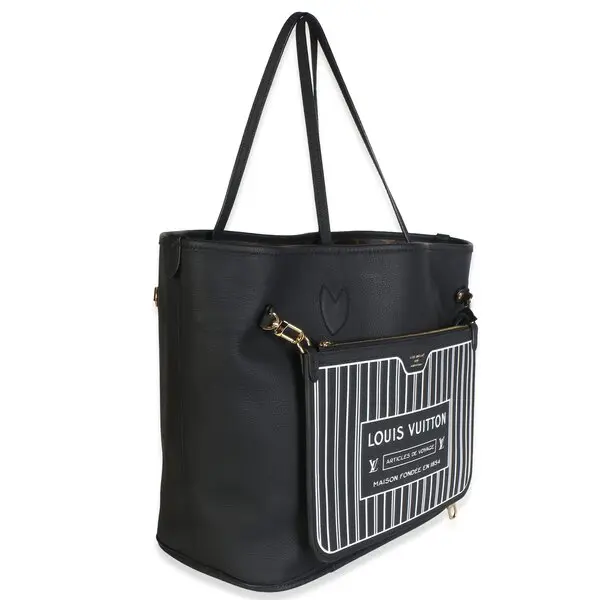LOUIS VUITTON Black Monogram Canvas Calfskin Neverfull Inside Out Mm