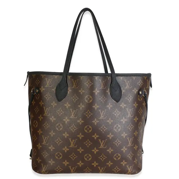 LOUIS VUITTON Black Monogram Canvas Calfskin Neverfull Inside Out Mm