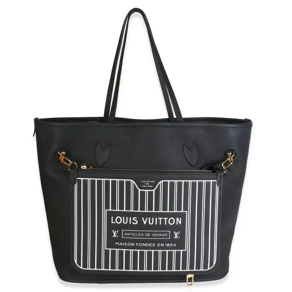 LOUIS VUITTON Black Monogram Canvas Calfskin Neverfull Inside Out Mm - Brown