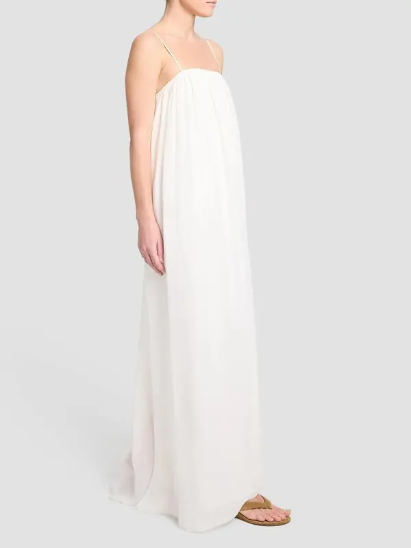 TWP Shirred Linen-blend Column Dress