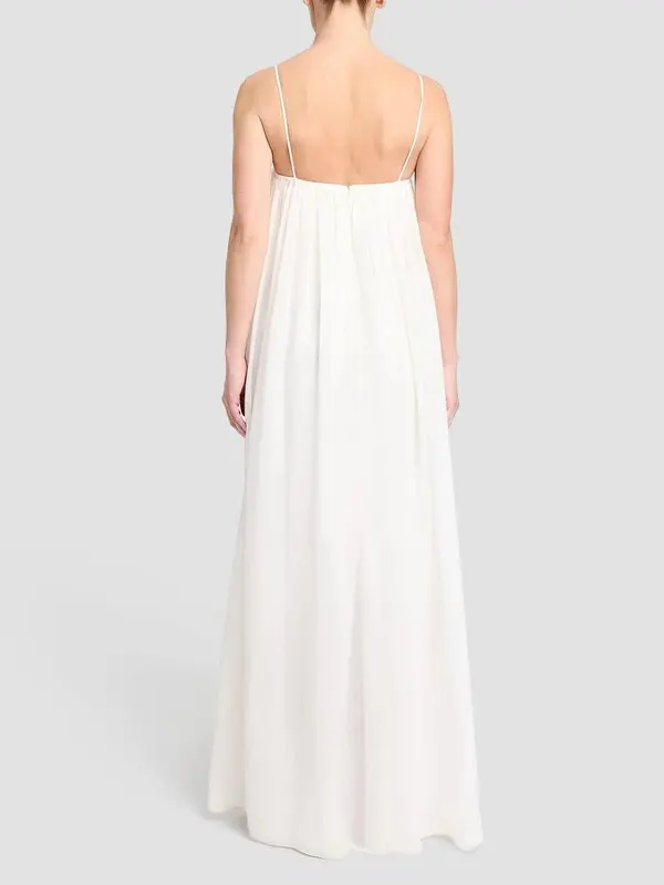 TWP Shirred Linen-blend Column Dress