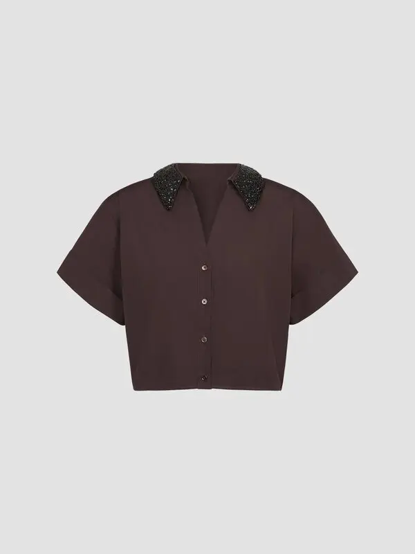 TWP She Comes And Goes Again Embellished Crop Shirt
