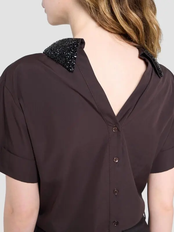 TWP She Comes And Goes Again Embellished Crop Shirt