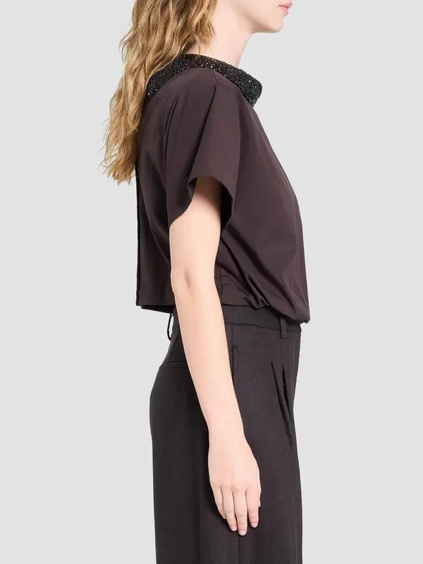 TWP She Comes And Goes Again Embellished Crop Shirt