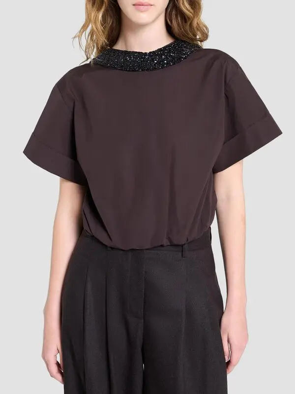 TWP She Comes And Goes Again Embellished Crop Shirt
