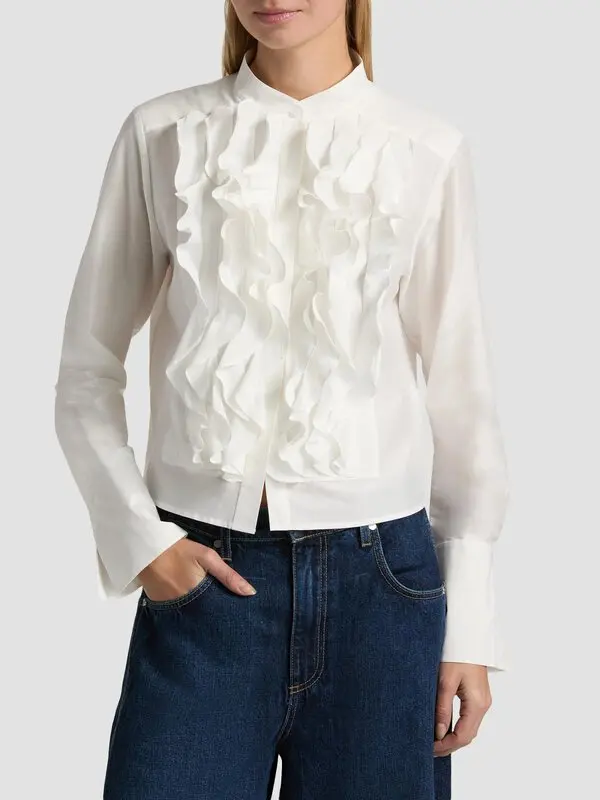 TWP Patti Ruffled Cotton-silk Blouse