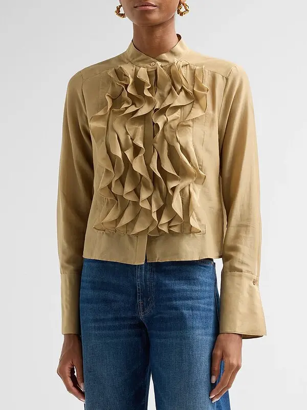 TWP Patti Ruffle Cotton-silk Blouse