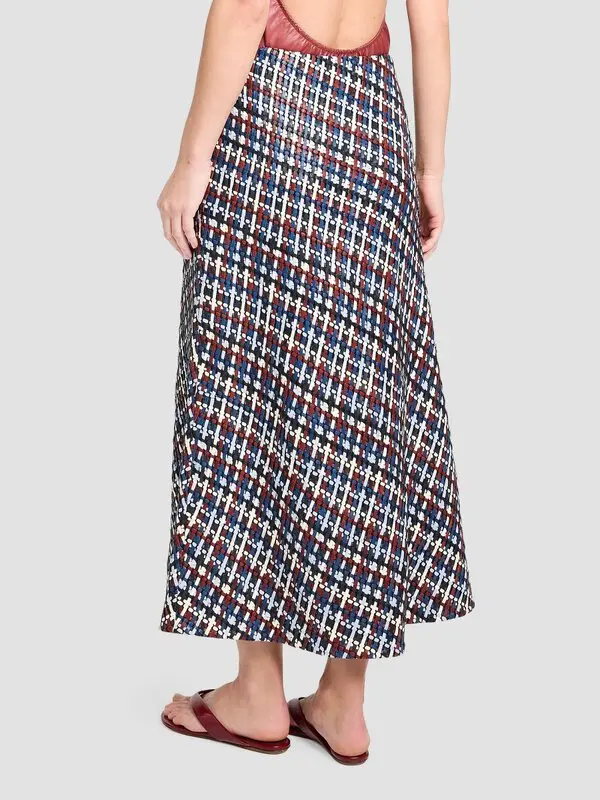 TWP Woven Leather A-line Midi-skirt