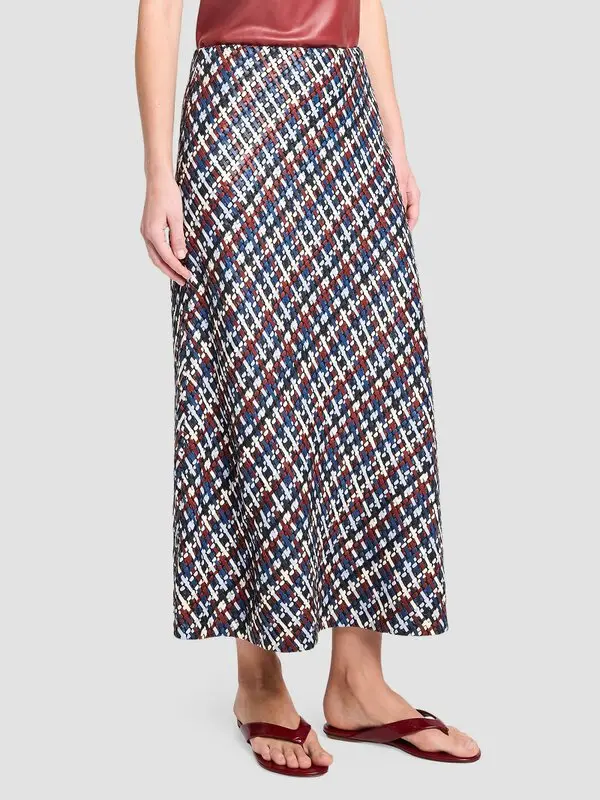 TWP Woven Leather A-line Midi-skirt