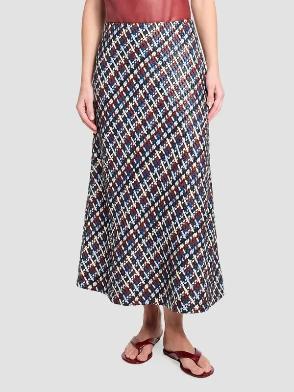 TWP Woven Leather A-line Midi-skirt