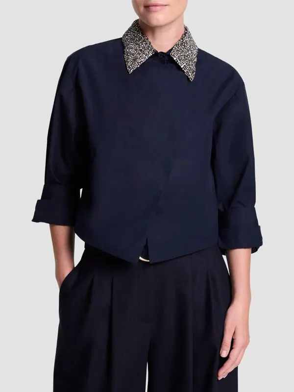 TWP New Chapter Crystal-collar Cotton Shirt