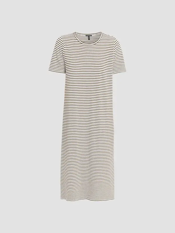 Eileen Fisher Striped Cotton Midi Dress - Olive