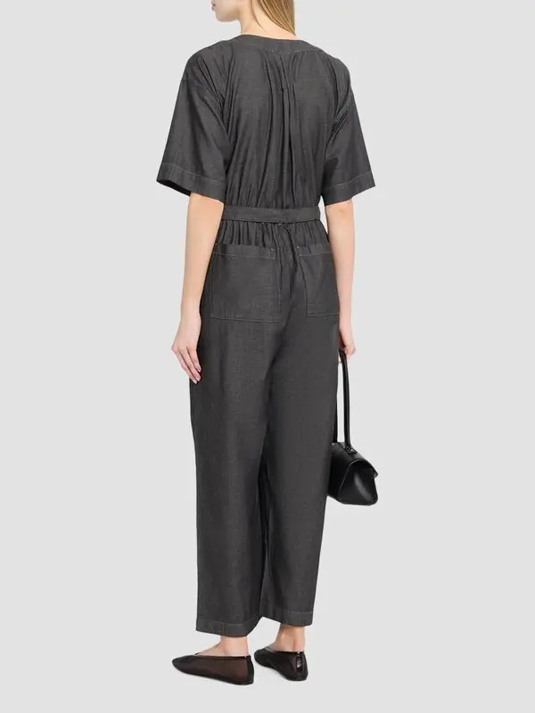 Eileen Fisher Cotton Twill V-neck Jumpsuit