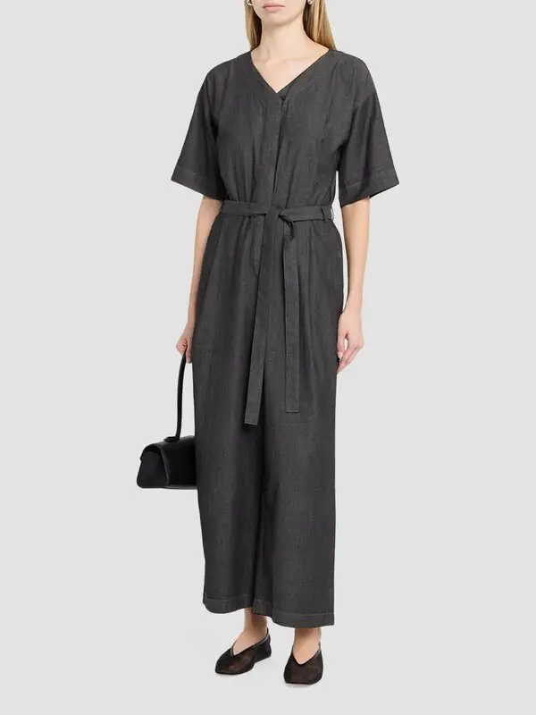 Eileen Fisher Cotton Twill V-neck Jumpsuit