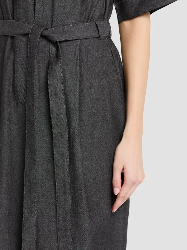 Eileen Fisher Cotton Twill V-neck Jumpsuit