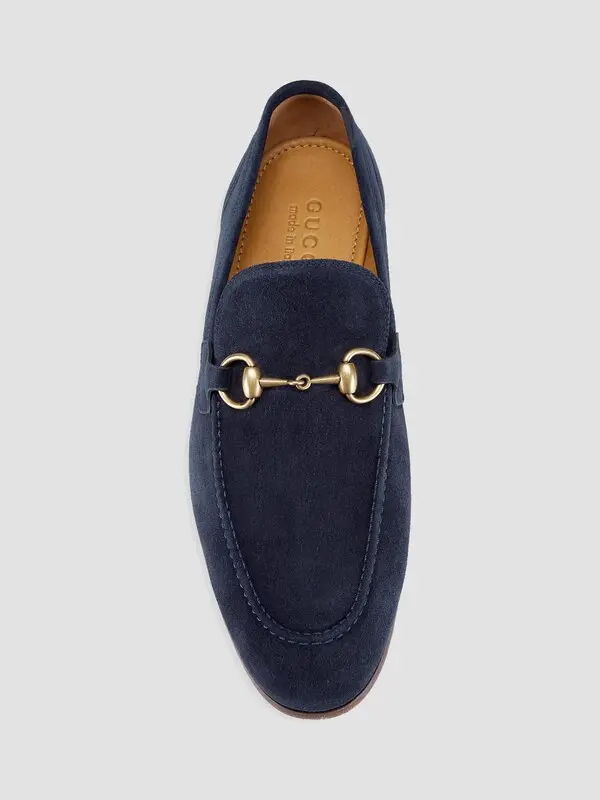Gucci Jordaan Horsebit Suede Mocassins - Navy