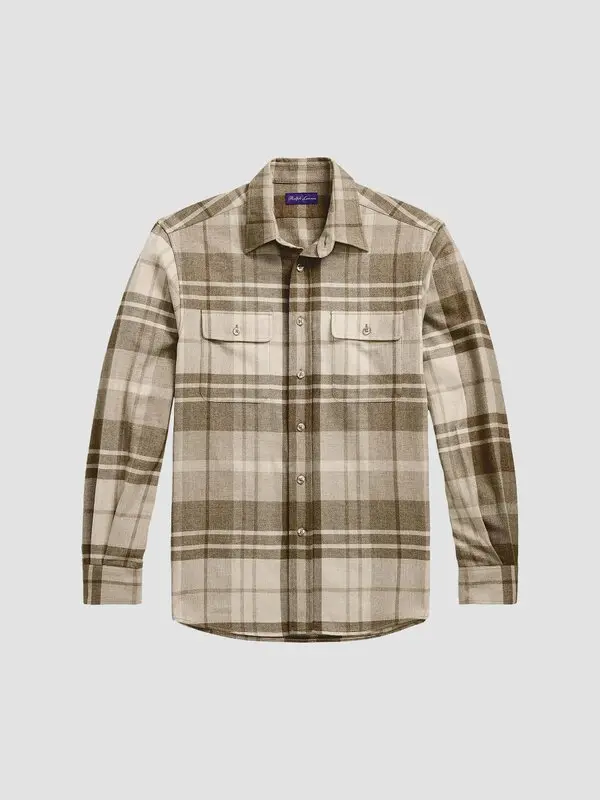 Ralph Lauren Purple Label Plaid Cashmere Utility Shirt