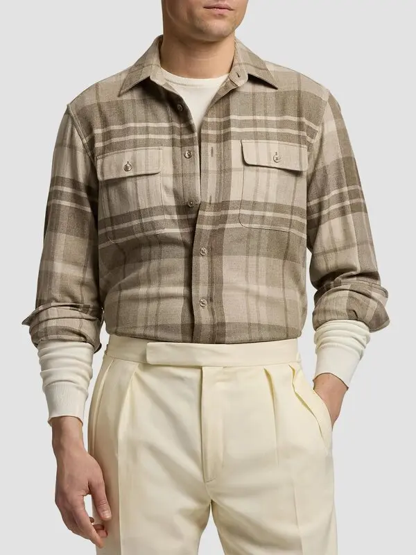 Ralph Lauren Purple Label Plaid Cashmere Utility Shirt