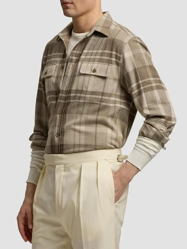 Ralph Lauren Purple Label Plaid Cashmere Utility Shirt