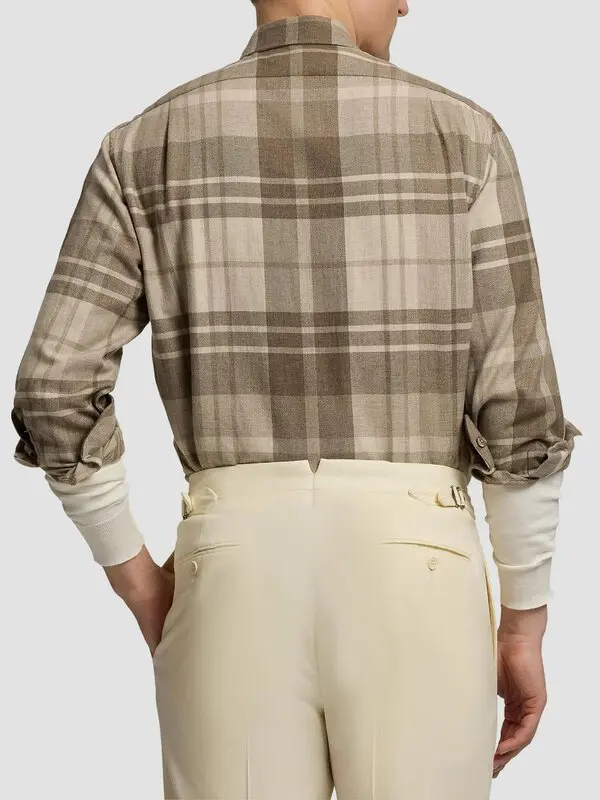 Ralph Lauren Purple Label Plaid Cashmere Utility Shirt