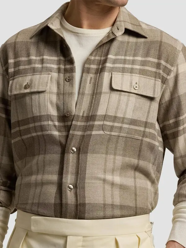 Ralph Lauren Purple Label Plaid Cashmere Utility Shirt