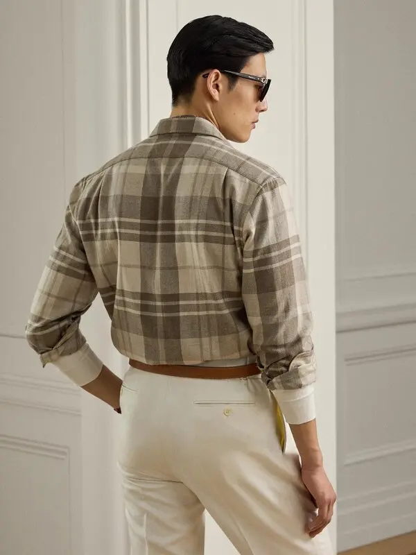 Ralph Lauren Purple Label Plaid Cashmere Utility Shirt
