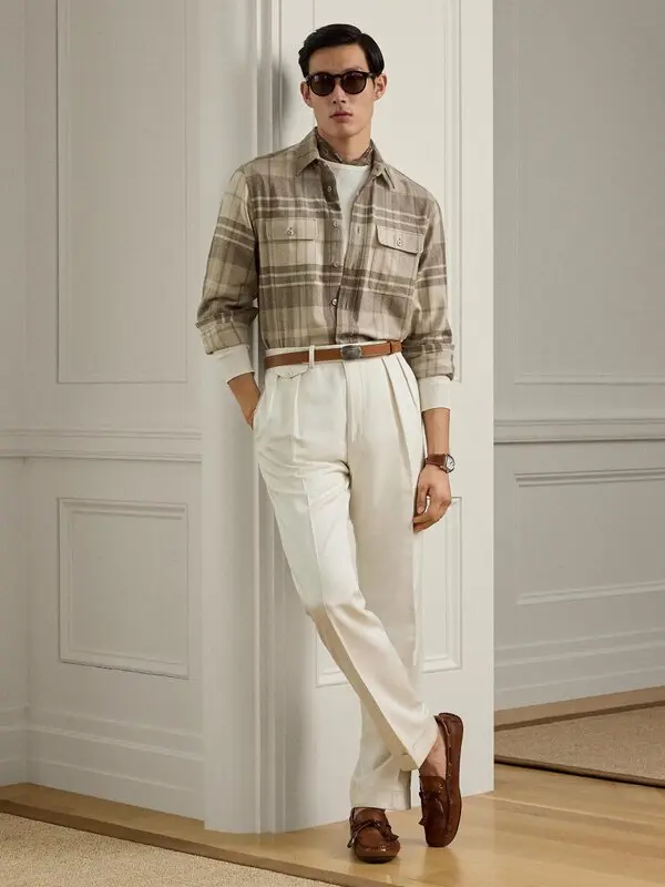 Ralph Lauren Purple Label Plaid Cashmere Utility Shirt