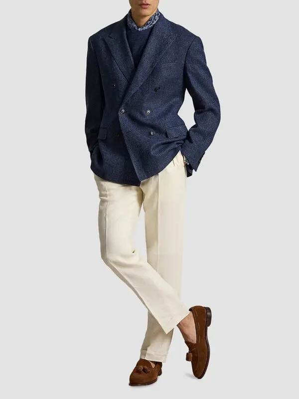 Polo Ralph Lauren Linen Double-breasted Blazer - Navy