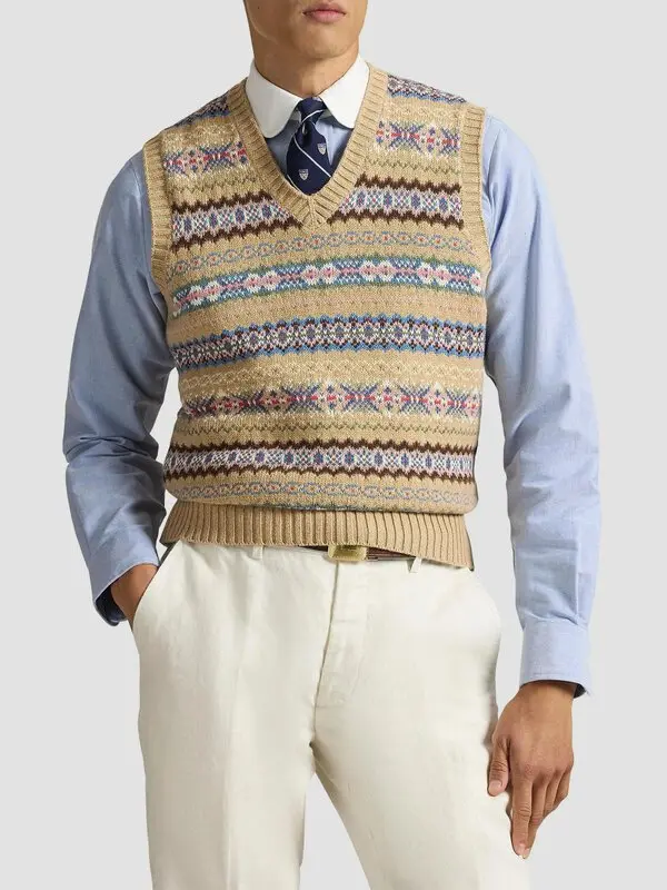 Polo Ralph Lauren Patterned Cotton-wool Sleeveless Sweater