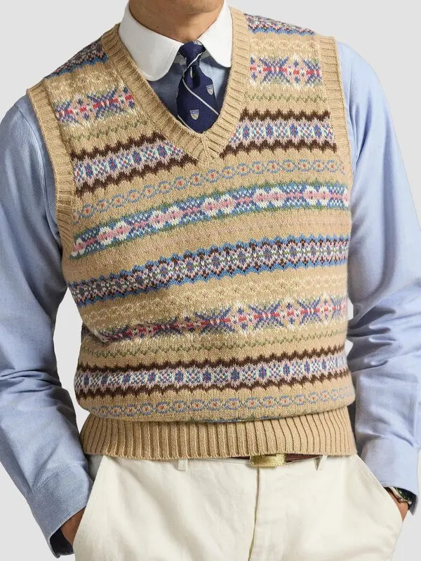 Polo Ralph Lauren Patterned Cotton-wool Sleeveless Sweater