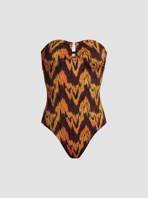 Ulla Johnson Monterey Printed Strapless One-piece Swimsuit