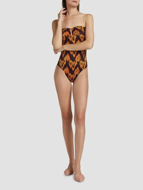 Ulla Johnson Monterey Printed Strapless One-piece Swimsuit