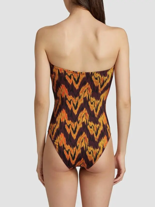 Ulla Johnson Monterey Printed Strapless One-piece Swimsuit