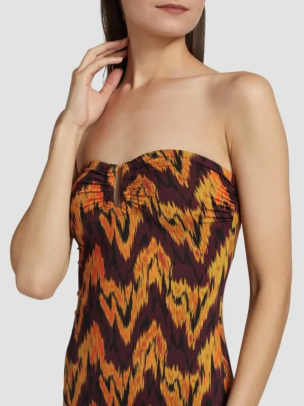 Ulla Johnson Monterey Printed Strapless One-piece Swimsuit