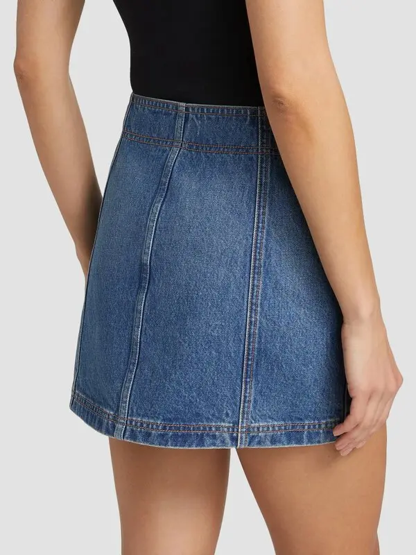 Ulla Johnson Clara Denim Button-front Wrap Miniskirt