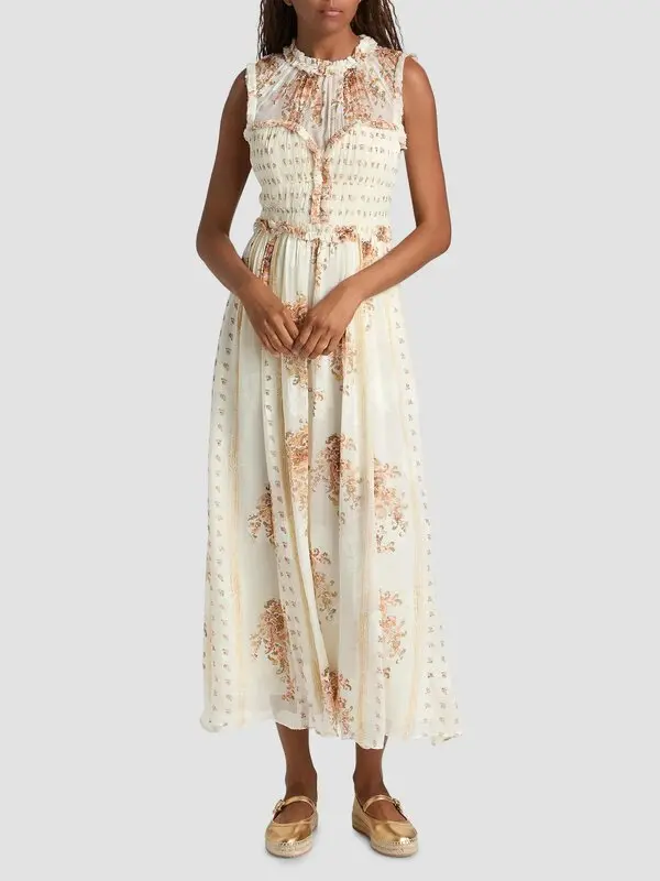 Ulla Johnson Kasia Printed Silk Chiffon Midi-dress