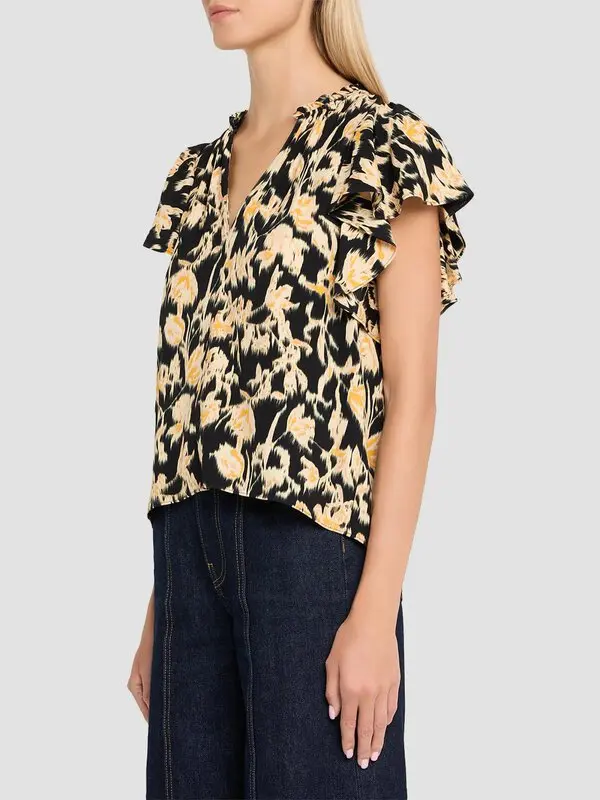 Ulla Johnson Lilo Flutter-sleeve Blouse - Multi