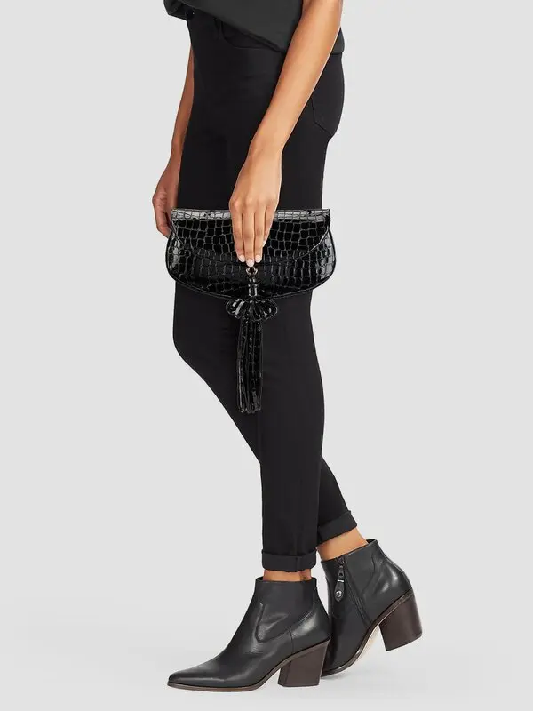 Ulla Johnson Paloma Tassel Croc-embossed Leather Shoulder Bag