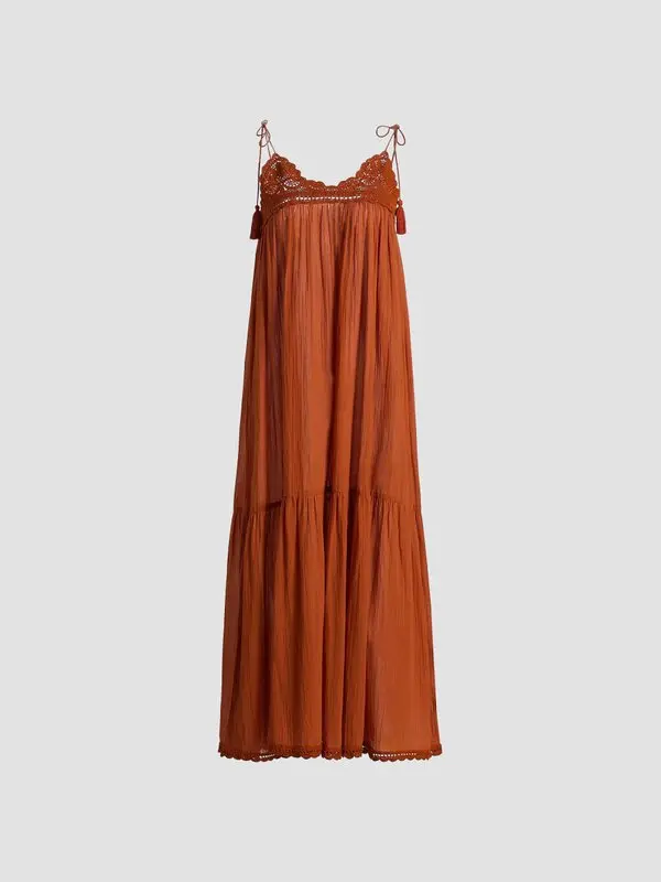 Ulla Johnson Linnea Cotton V-neck Midi-dress - Sienna