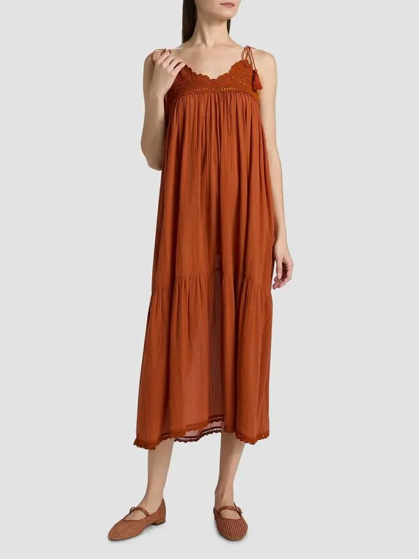 Ulla Johnson Linnea Cotton V-neck Midi-dress
