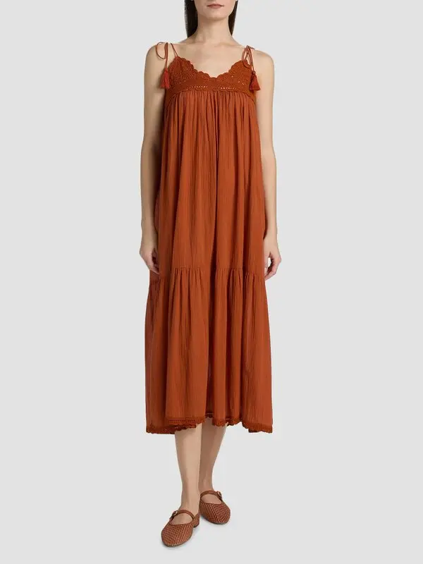 Ulla Johnson Linnea Cotton V-neck Midi-dress