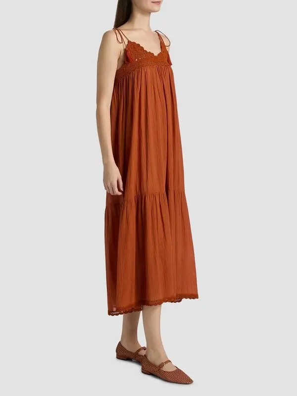 Ulla Johnson Linnea Cotton V-neck Midi-dress
