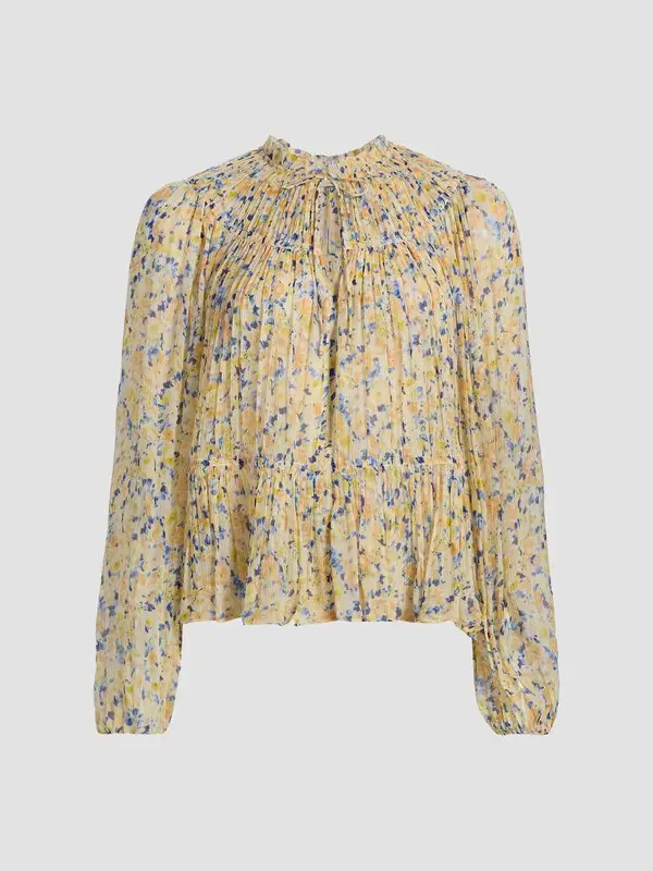 Ulla Johnson Leandra Printed Silk Blouse - Daffodil